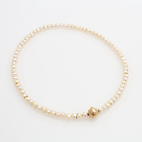PEARL NECKLACE, WITH CLASP OF 18K GOLD, OLE LYNGGAARD, COPENHAGEN ...