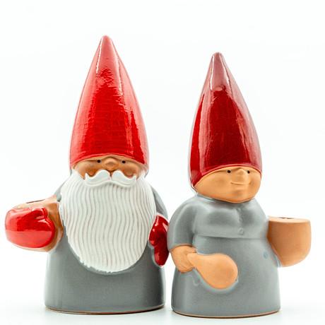 LISA LARSON. Figuriner "Tomtemor & Tomtefar" Stengods 1900-tal. Keramik ...