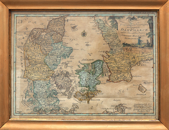 ANTIQUE MAP. A HAND-COLORED COPPER-STUCCOED MAP OF D. C. HEATHER 1765 ...