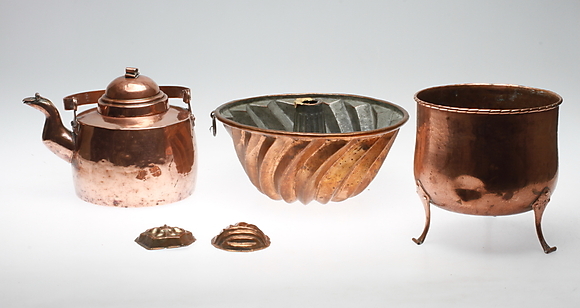COPPER ITEMS, 5 parts, 1800-1900s. Silver & Metals - Pewter, Brass ...