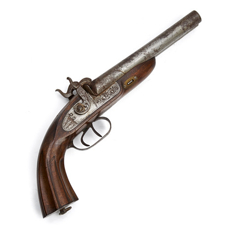 Snap-lock pistol, double-barreled. Possibly Belgian. Weapons ...