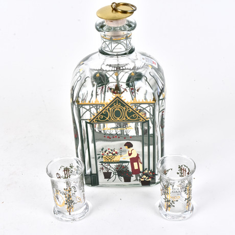 KARAFF SAMT SNAPSGLAS, 3-delar, Holmegaard, Danmark. Glas - Bruksglas ...