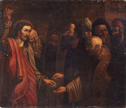 UNKNOWN ARTIST, 19th century, Temple scene with Jesus, copy after ...