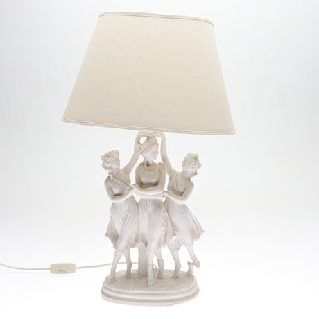 A 20th century stoneware table lamp “The Three Graces”. Lighting ...