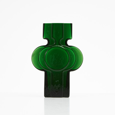 PER OLOF STREAM. A vase, Alsterfors, green, signed PO Ström, dated 1970 ...
