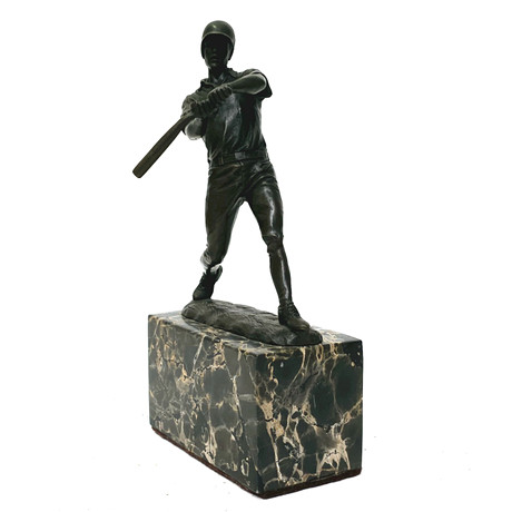 BRONZE BASEBALL PLAYER SCULPTURE WITH MARBLE BASE. Art - Sculptures ...