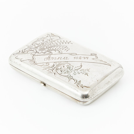A silver cigar box, manufactured between 1896-1908, Russia. Silver ...