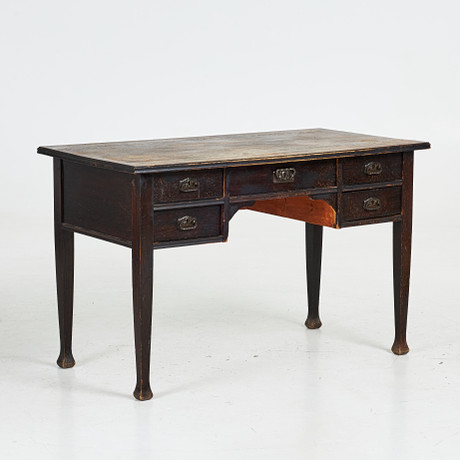 DESKS. Art Nouveau, dark stained oak, forged fittings. Furniture ...