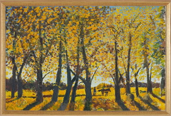 ROBERT BRUNKE (FÖDD 1926). "Franssons häst, Älmeboda", olja på linneväv ...