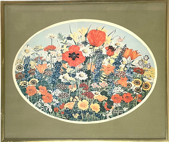 STINA SUNESSON (1925-1998), colour offset lithograph “Min blomgård ...