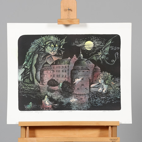 HANS ARNOLD. LITOGRAFI, "Örebro slott", signerad. Konst - Grafik ...