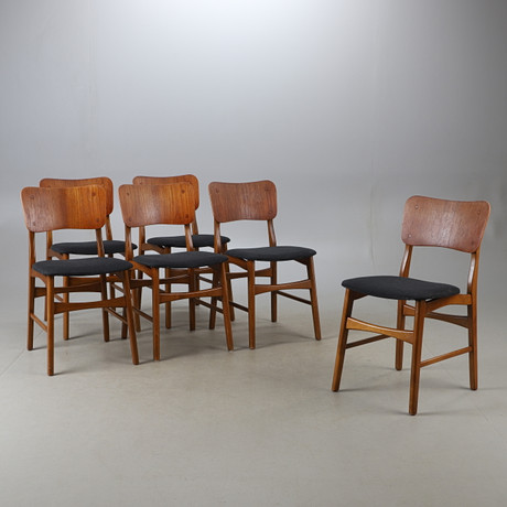 IB KOFOD-LARSEN. Stolar, 6 stycken, teak och bok, 1900-talets mitt ...