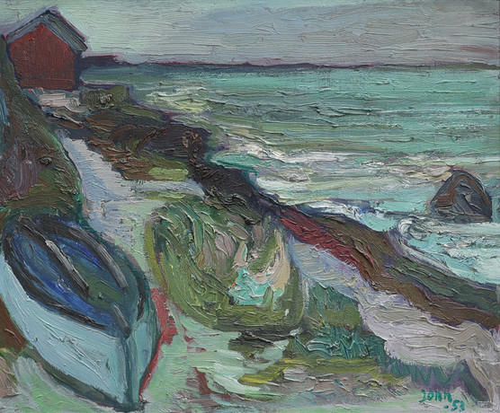 GUNNAR JONN. OIL ON PANEL, COASTAL MOTIF, SIGNED AND DATED 1953. Art ...