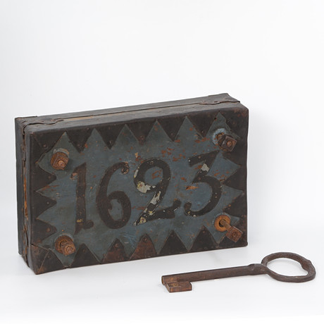 A GIANT LOCK, POSSIBLY A CHURCH LOCK, 1600/18TH CENTURY. Folk art ...