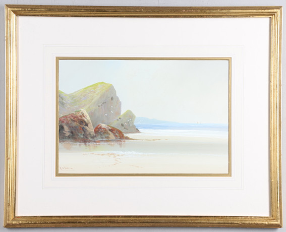 REGINALD D. SHERRIN (1891-1971). 'A CORNISH BEACH WITH COASTLINE'. Art ...