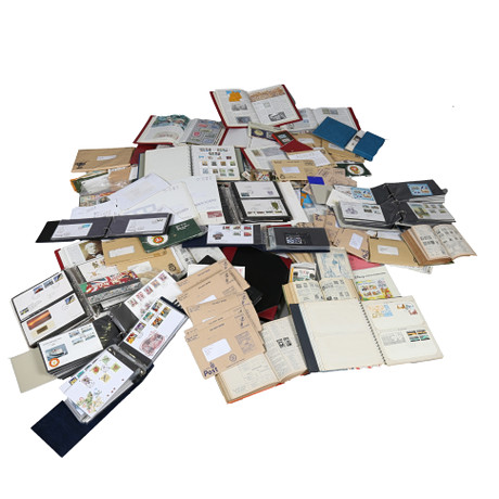 AN EXTENSIVE COLLECTION OF STAMPS, FIRST DAY COVERS AND ASSOCIATED ...