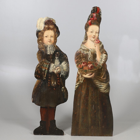 A PAIR OF 19TH CENTURY PAINTED DUMMY BOARDS. Miscellaneous ...