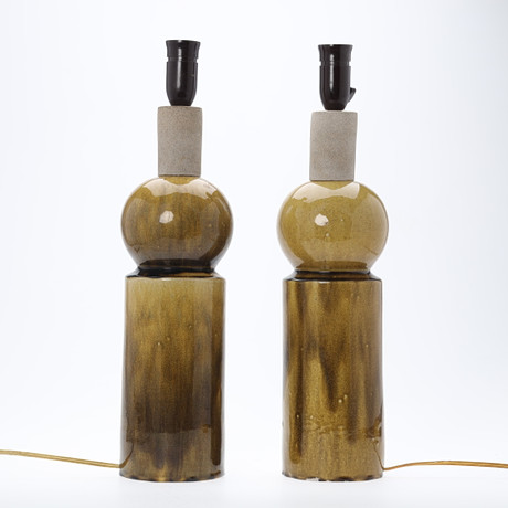 ALLAN SCHMIDT (1923-1989). Pair of Kähler stoneware table lamps. circa ...