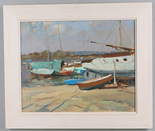 EDWARD WESSON (1910-1983). BEACHED BOATS. Art - Paintings - Auctionet