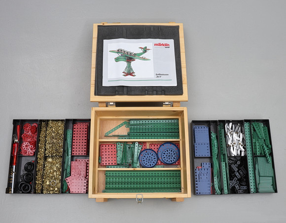 MARKLIN. Mecano, construction kit, in wooden box, model of Dornier Dox ...