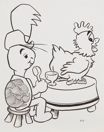 RUNE ANDRÉASSON. Bamse, original for coloring book, Skalman, monogram ...