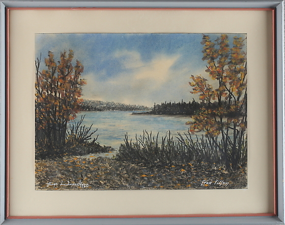 HUGO LINDMARK. Landscape, 2 pcs, pastel/mixed media, signed and dated ...