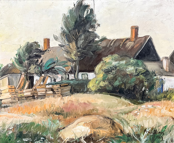 LARS OLSON. OIL ON PANEL, “Evening”, signed, dated -1927. Art ...