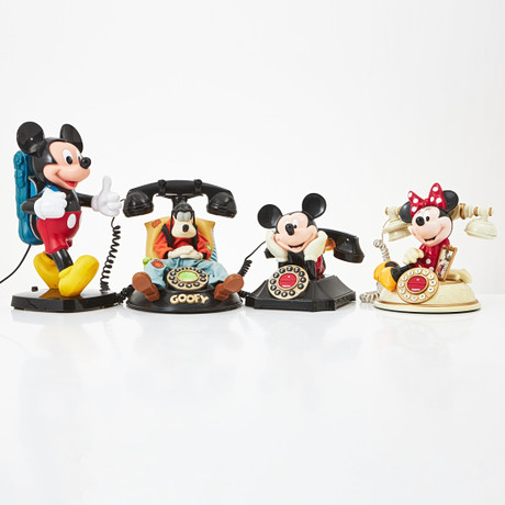 A set of 4 table phones, Mickey Mouse, Minnie Mouse and Goofy, Disney ...