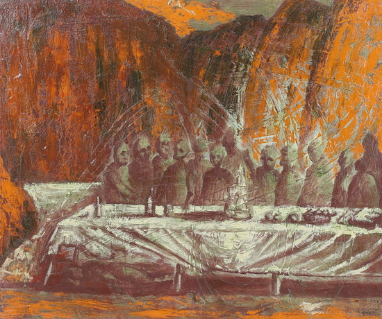 HAWK ALFREDSON. Oil on canvas, The Last Supper, Signed back. Art ...