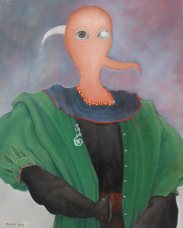 HAWK ALFREDSON. Olja på duk, Aliens, Signerad. Konst - Måleri - Auctionet