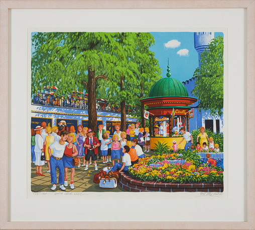 BERT-HÅGE HÄVERÖ. “Gröna lund”, lithograph in colours, signed and ...