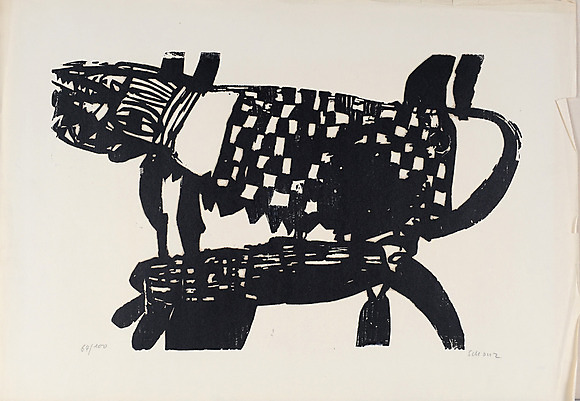 SCHONZ. Lithograph depicting a living being, signed & numbered. Art ...