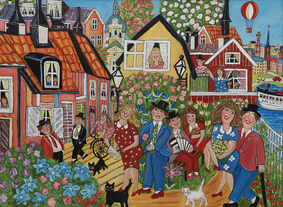 BIRGITTA HÖGLIND YSBERG. Olja på duk, Hommage Gunilla Mann, "Söderflirt ...