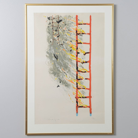 JÖRGEN FOGELQUIST. Ladders, lithograph in colours, signed and numbered ...