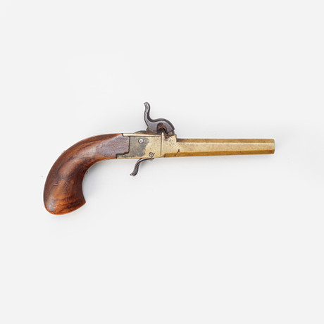 SLAG LOCK PISTOL, double-barreled, 19th century, signed J ENG h ...