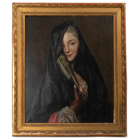 JULIA SAMUELSSON. "Damen med slöjan", olja på duk, kopia efter ...