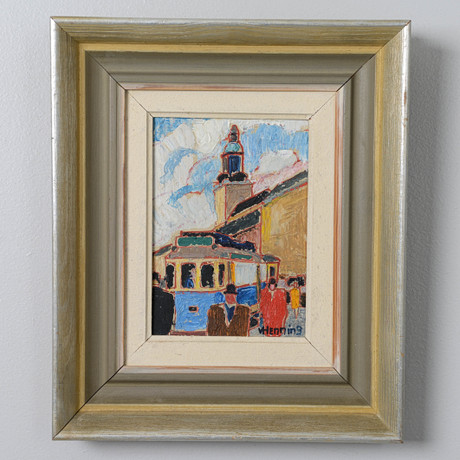 WILHELM HENNING. Stadsmotiv, olja på pannå, signerad. Konst - Måleri ...