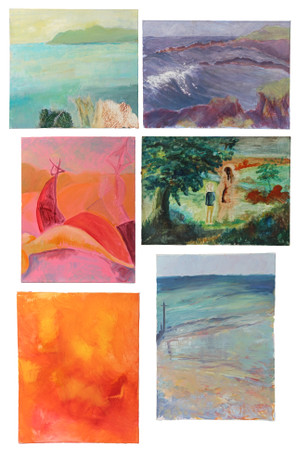 HELEN HERBERT (1947-2023) SIX UNFRAMED OIL PAINTINGS INCL TWO FIGURES ...