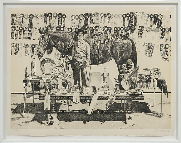 OIDENTIFIERAD KONSTNÄR. In the price stable. Lithograph, signed R ...