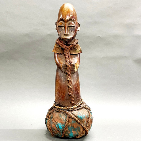 RARE OLD AFRICAN FANG TRIBAL PHALLIC FIGURE WITH A CONTAINER AT THE ...
