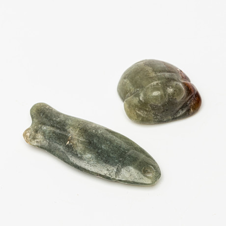 Two figures, frog and fish, nephrite, Neolithic, Hongshan culture, 3000 ...