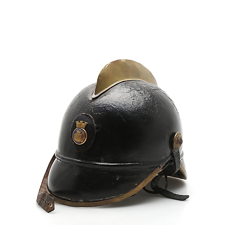 FIRE HELMET, leather, metal, 18/1900s. Coins, Medals & Stamps - Other ...