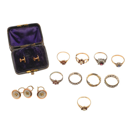 FIVE 9CT GOLD AND GEMSET RINGS ETC. Jewellery & Gemstones - Rings ...