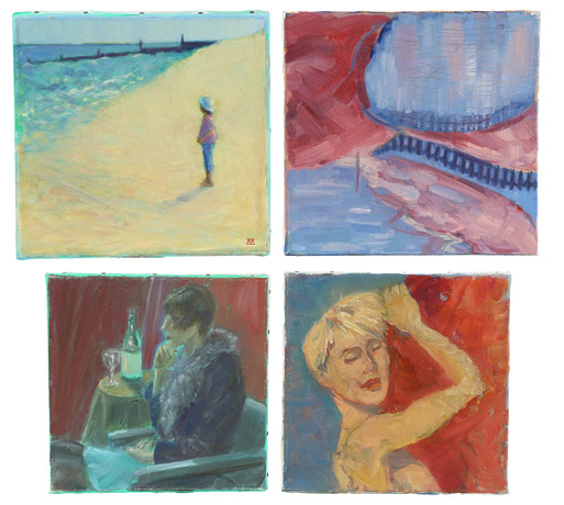 HELEN HERBERT (1947-2023) FOUR OIL PAINTINGS INCL 'BEYOND THE BARBER'S ...