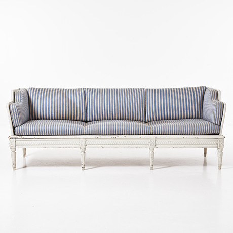 TROUGH SOFA, circa 1800, Gustavian, cut decor, painted in white ...