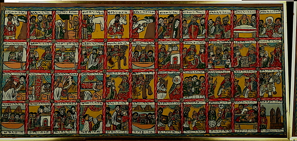 OIDENTIFIERAD KONSTNÄR. QUEEN OF SHEBA, cloth painting, mixed media ...