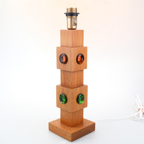 TABLE LAMP, teak, glass tiles. Lighting & Lamps - Table Lamps - Auctionet