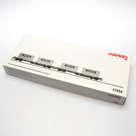 MARKLIN. HO Part number:42454, trolley set with 2 wagons loaded with ...