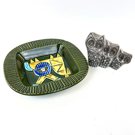 LISA LARSON, barrel Harlequin, ESTER WALLIN, figurine owls, Upsala ...