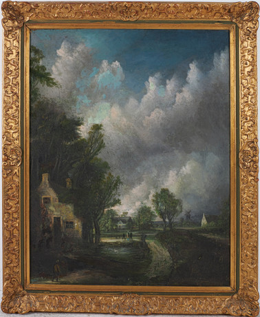 LANDSKAPSMÅLERI, 1800-tal, olja på pannå. Konst - Måleri - Auctionet